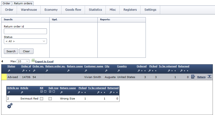 Integration with return management systems | Ongoing WMS
